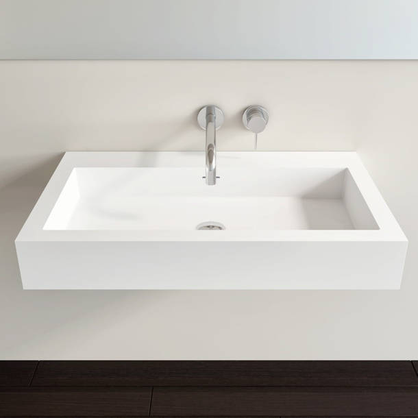 Badeloft 18.8'' Stone Resin Rectangular Wall Mount Bathroom Sink with Overflow | Wayfair